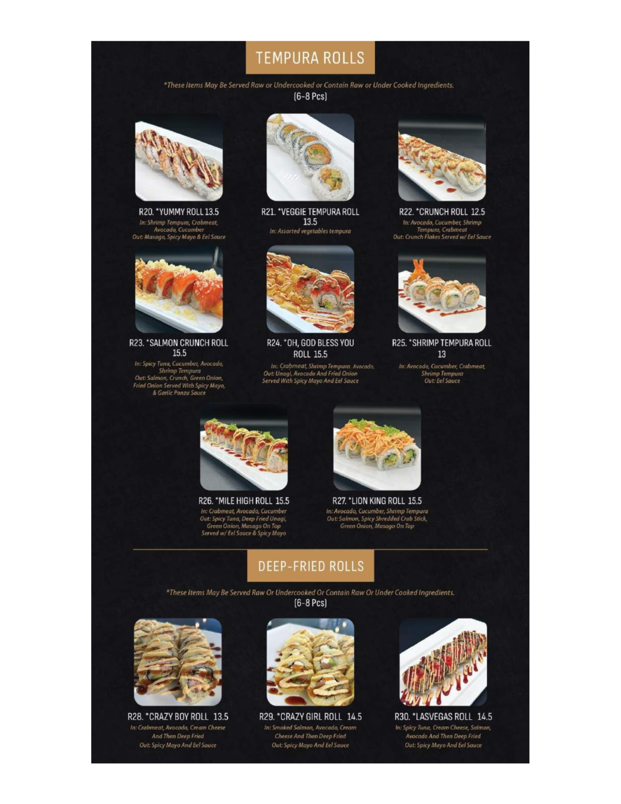 Main Menu - Umi Sushi